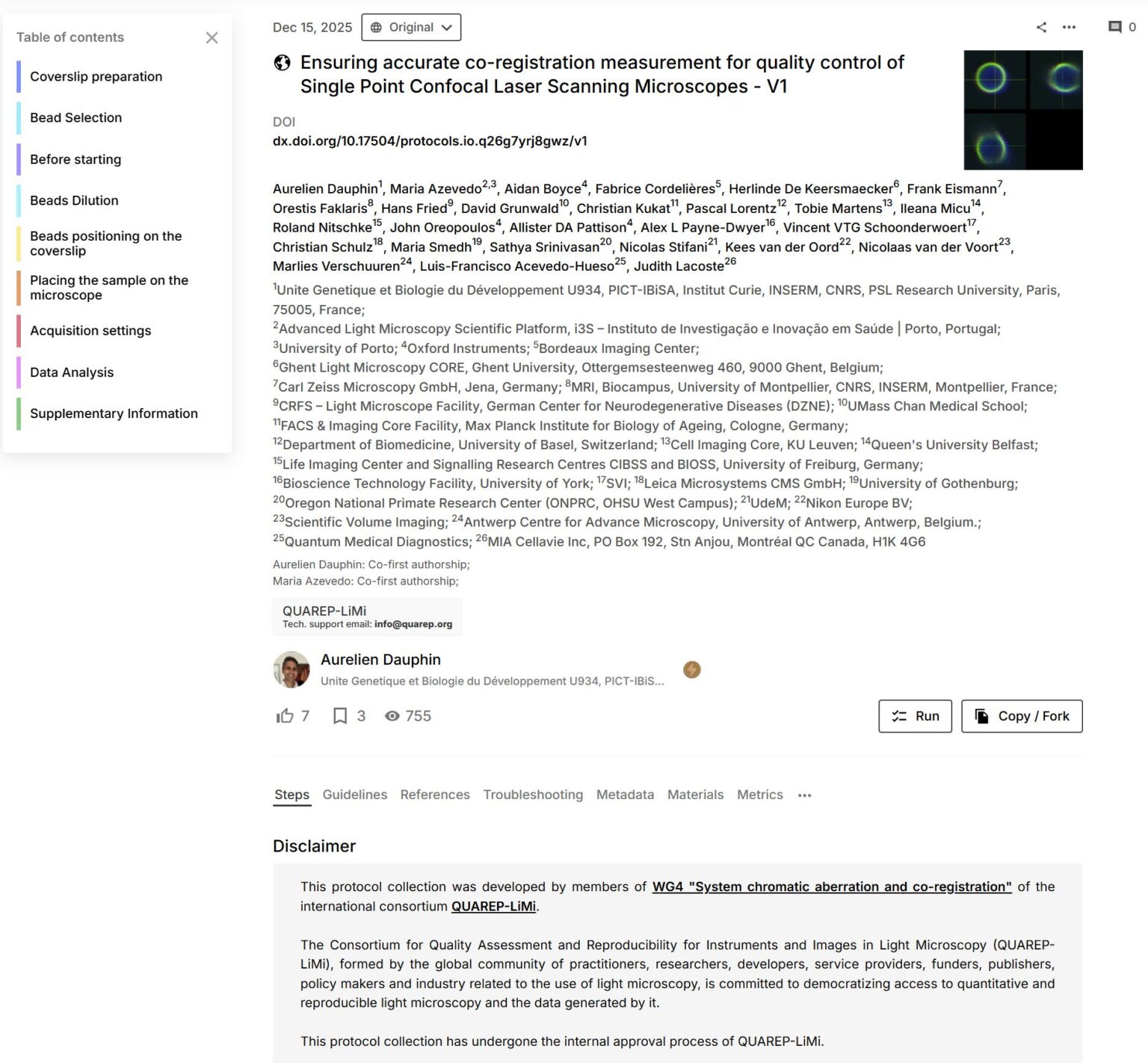 Ensuring accurate co-registration measurement for quality control of ...