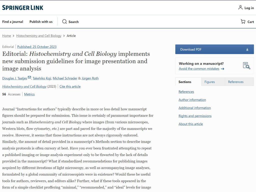 Journal Histochemistry and Cell Biology announced to implement new ...